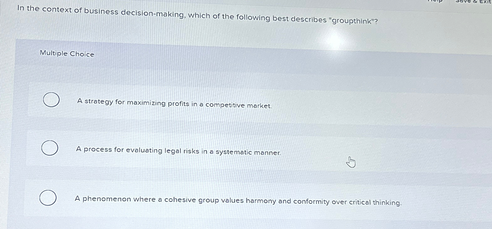 Solved In the context of business decision-making, which of | Chegg.com