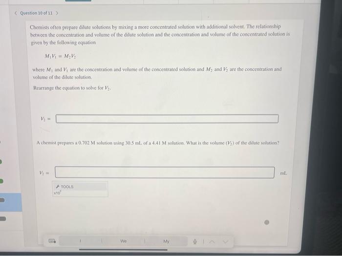 Solved Chemists often prepare dilute solutions by mixing a | Chegg.com