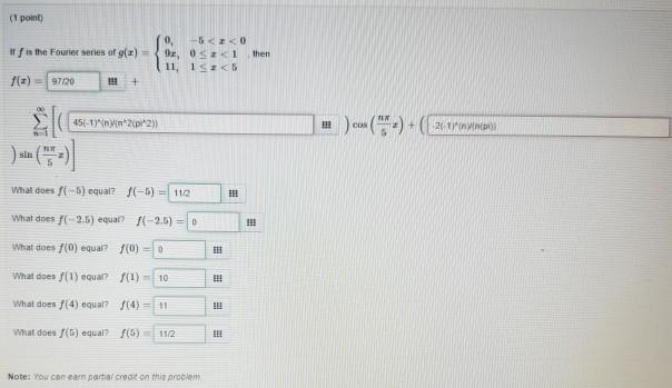 Solved (1 point) it fin the Fourier series of (a) 1-50 B01 | Chegg.com