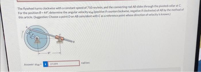 Solved The flywheel turns clockwise witha constant speed of | Chegg.com