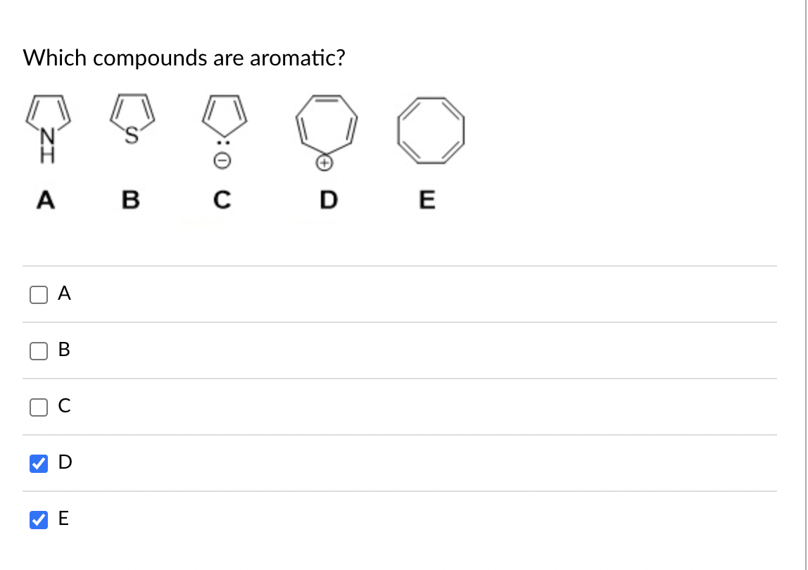 Solved Which compounds are aromatic?ABCDE | Chegg.com