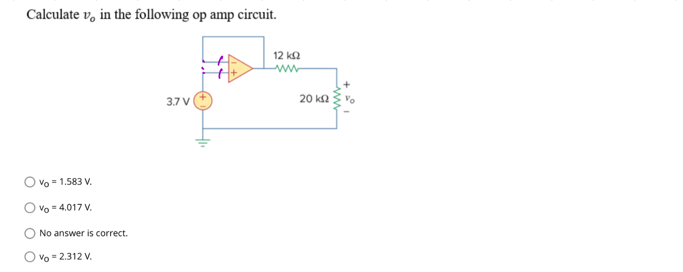 Solved Calculate vo ﻿in the following op amp | Chegg.com