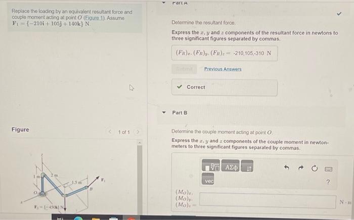 Solved Replace the loading by an equivalent resultant force | Chegg.com