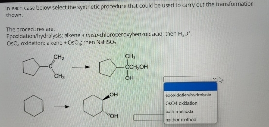 Solved In each case below select the synthetic procedure | Chegg.com