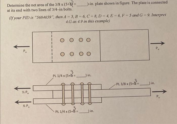 Solved Determine the net area of the 3/8 x (5+ = )-in plate | Chegg.com