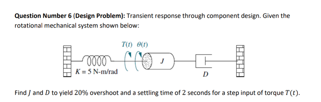 Solved Question Number 6 (Design Problem): Transient | Chegg.com