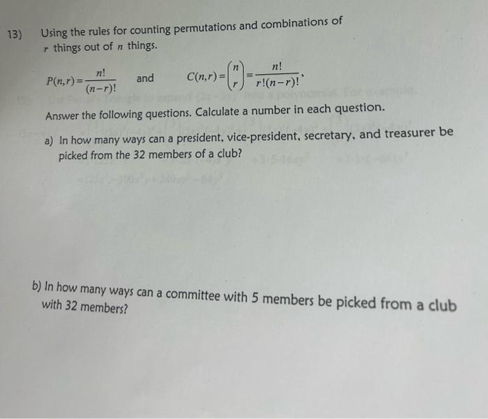 Solved 3) Using the rules for counting permutations and | Chegg.com