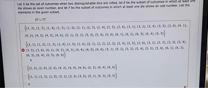 Solved Let S be the set of outcomes when two distinguishable | Chegg.com