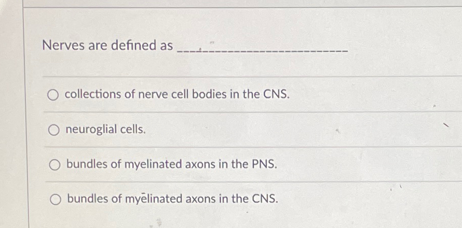 Solved Nerves are defined as collections of nerve cell | Chegg.com