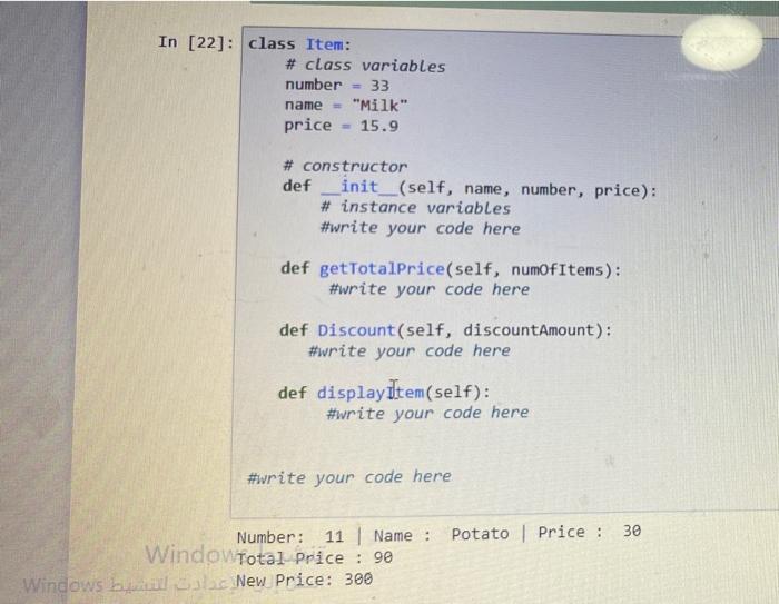 Solved Q5: (4 points) Write a class called item with the | Chegg.com
