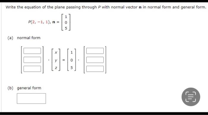 Solved Write The Equation Of The Plane Passing Through P