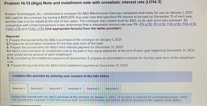 Solved Problem 14-13 (Algo) Note and installment note with | Chegg.com