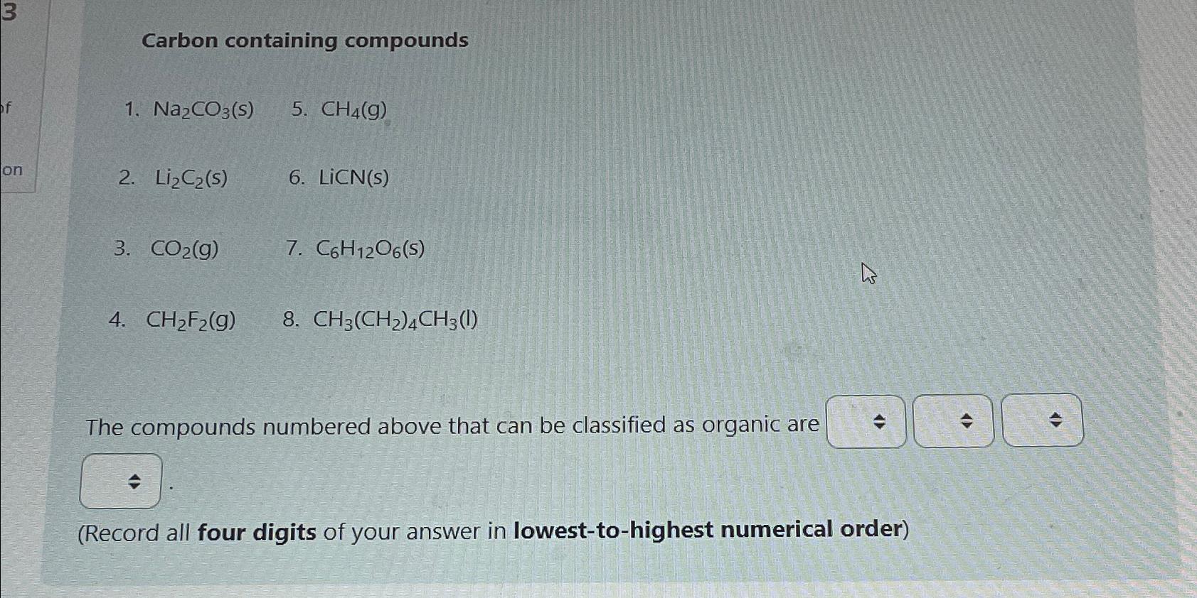 Solved Carbon containing | Chegg.com