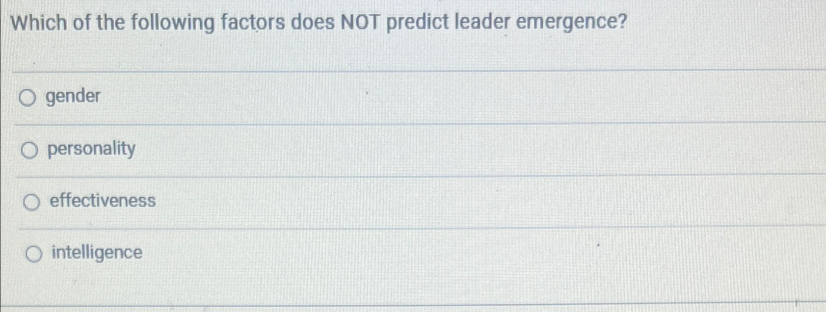 Which of the following factors does NOT predict | Chegg.com