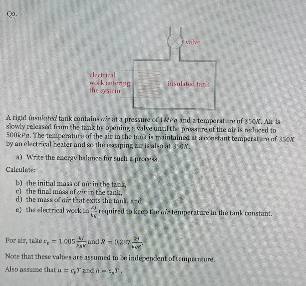 Solved Q2. valve electrical work entering the system | Chegg.com