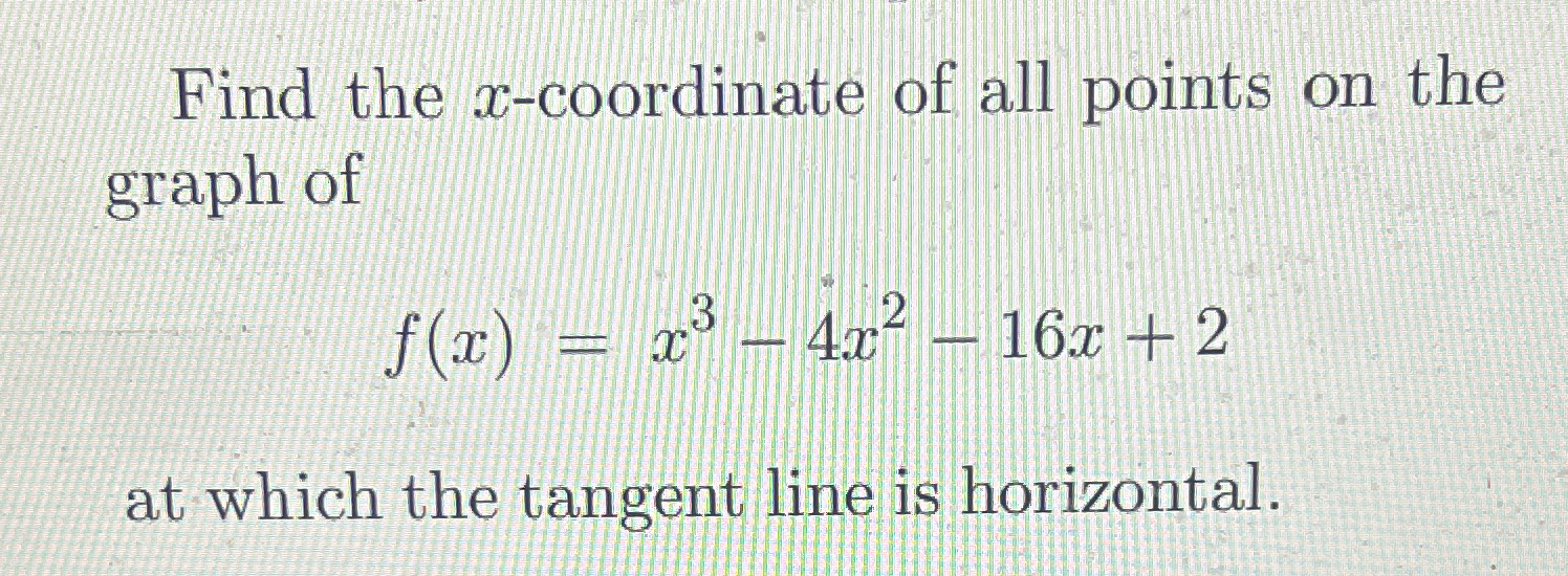 Solved Find the x-coordinate of all points on the graph | Chegg.com