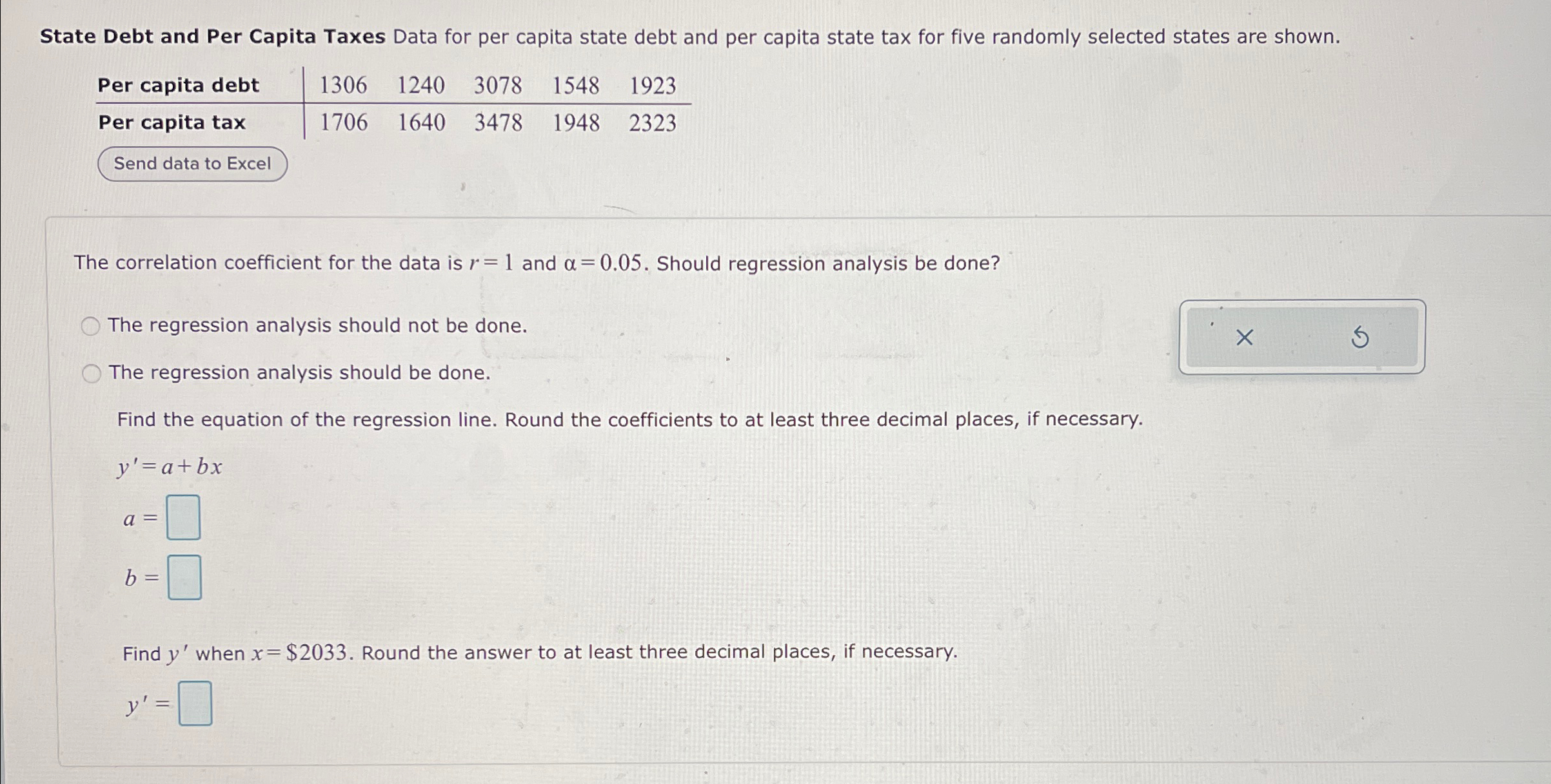 Solved State Debt and Per Capita Taxes Data for per capita | Chegg.com