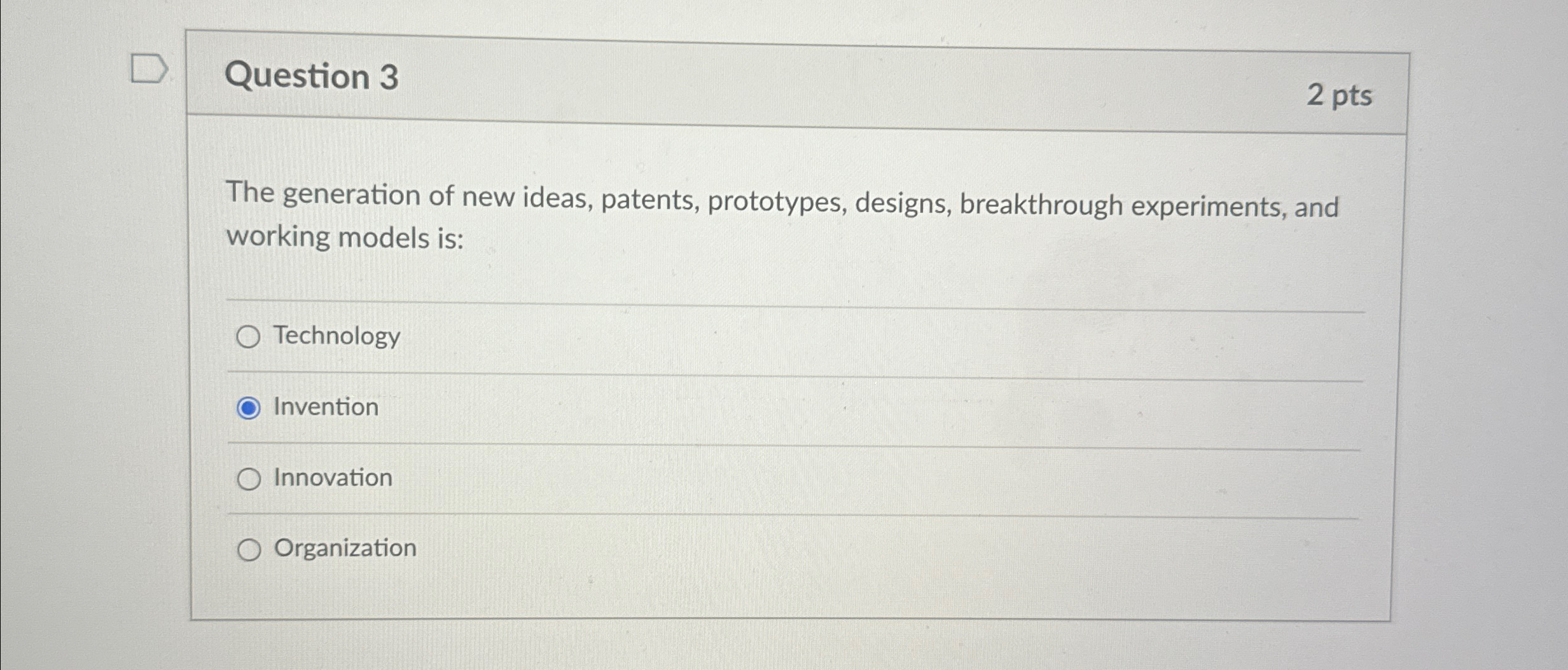 Solved Question 32 ﻿ptsThe generation of new ideas, patents, | Chegg.com