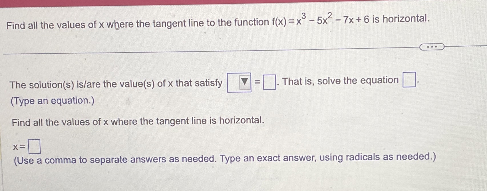 Solved Find all values of x where the tangent line to the | Chegg.com
