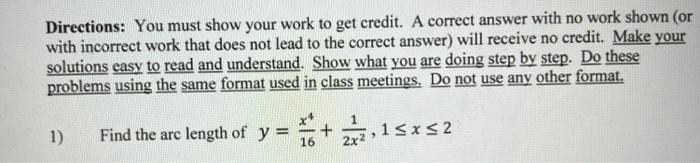 Solved Directions: You must show your work to get credit. A | Chegg.com