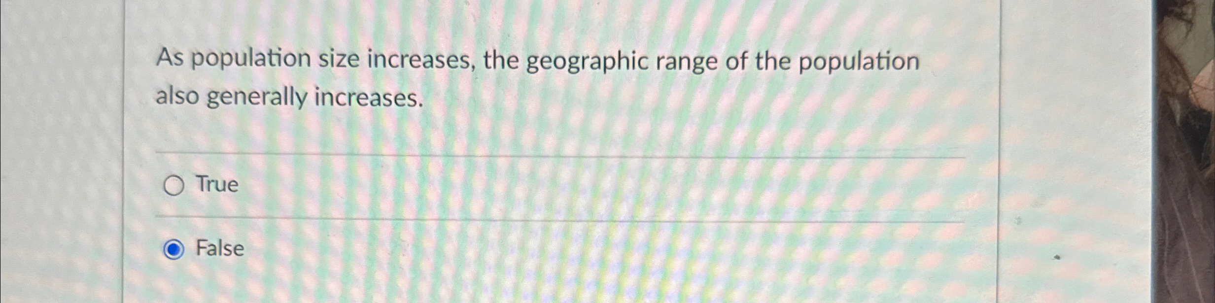 Solved As population size increases, the geographic range of | Chegg.com