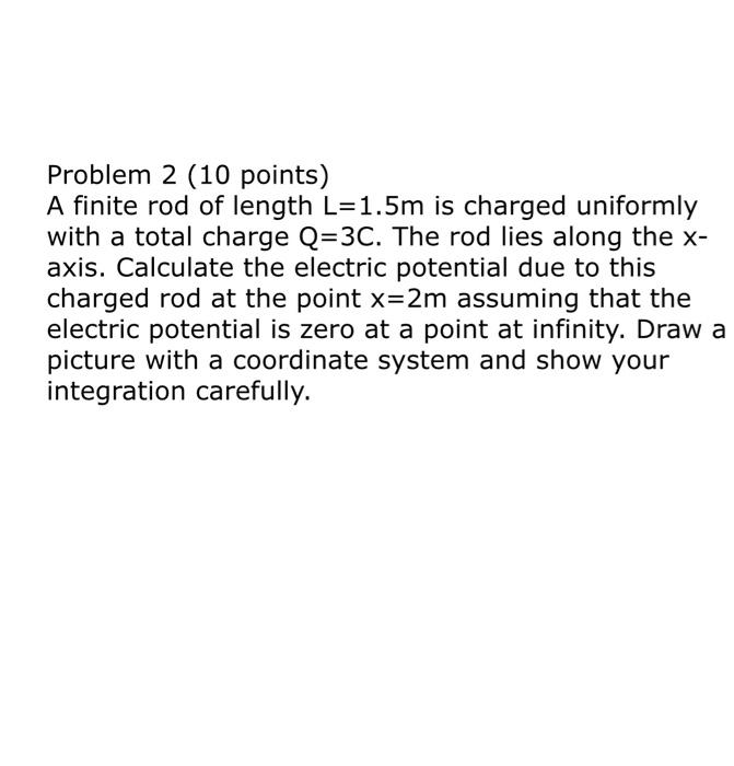 Solved Problem 2 (10 points) A finite rod of length L=1.5m | Chegg.com