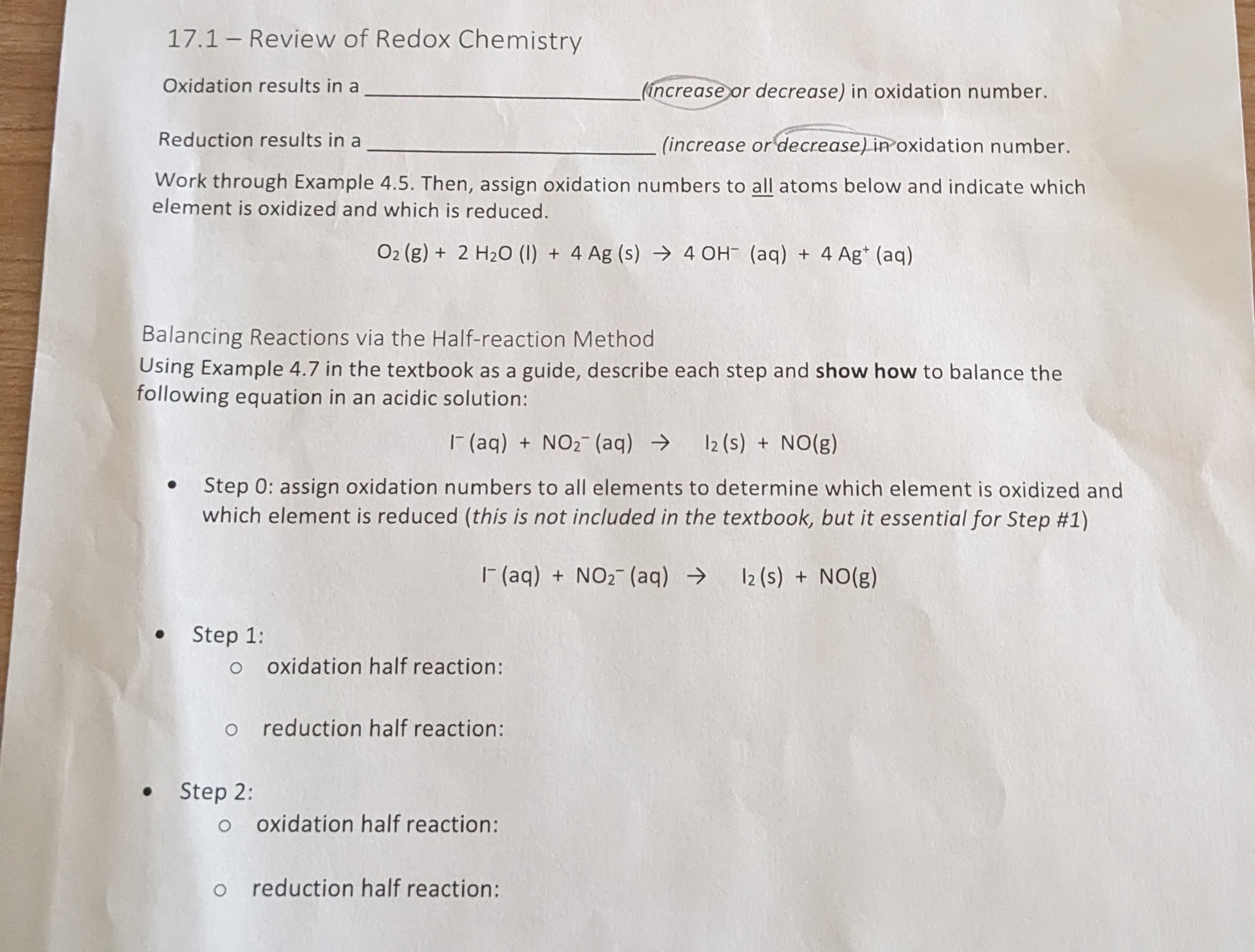 Solved Oxidation results in a(increase or ﻿decrease) in | Chegg.com