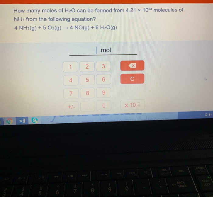 Solved How many moles of H2O can be formed from 4.21 x 102 | Chegg.com