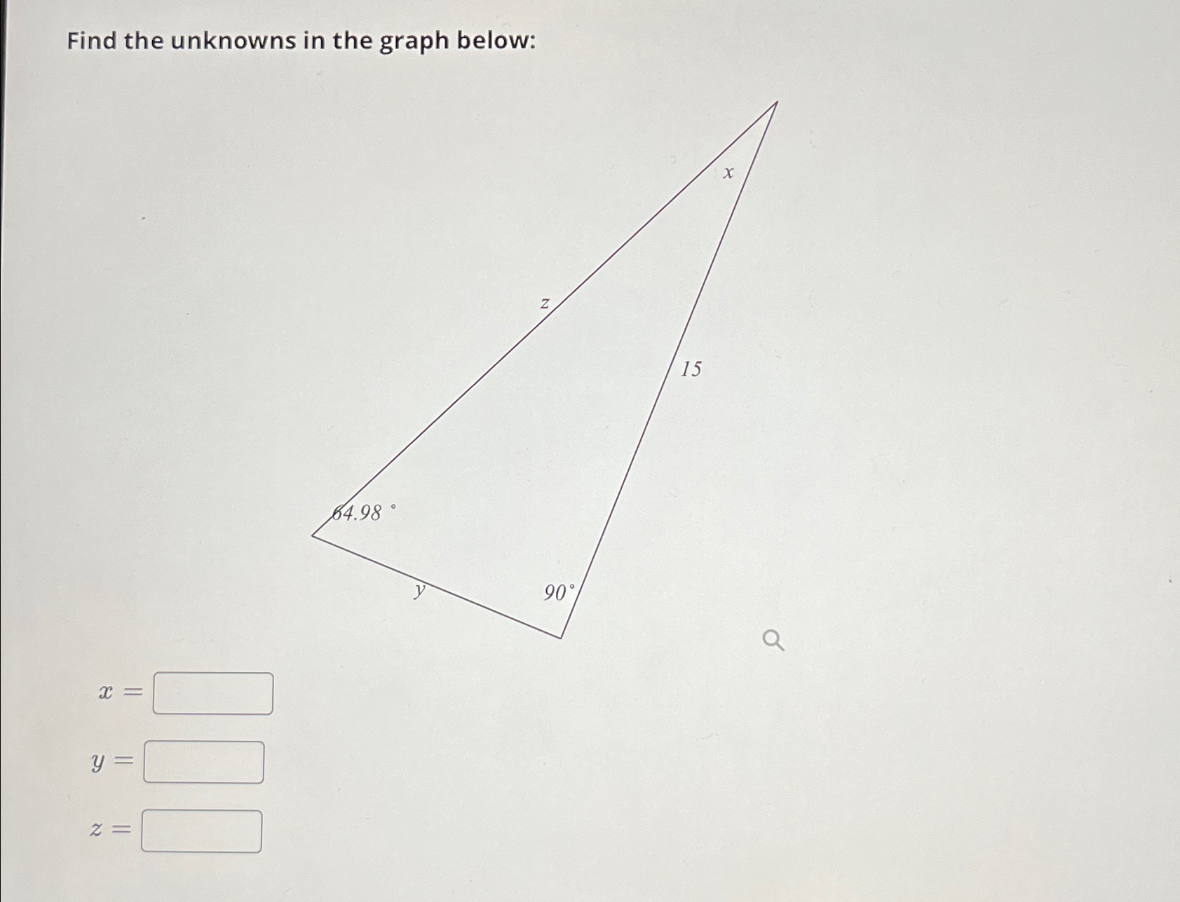 Solved Find the unknowns in the graph below:x=y=z= | Chegg.com