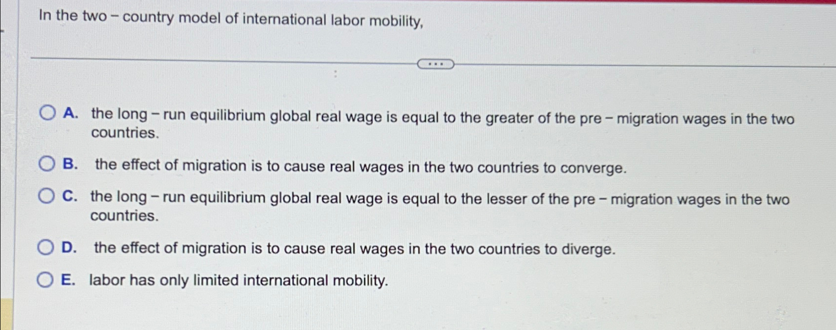 Solved In the two-country model of international labor | Chegg.com