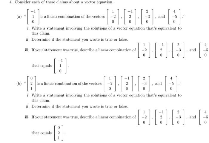 Solved 3. Consider each of these claims about a vector | Chegg.com