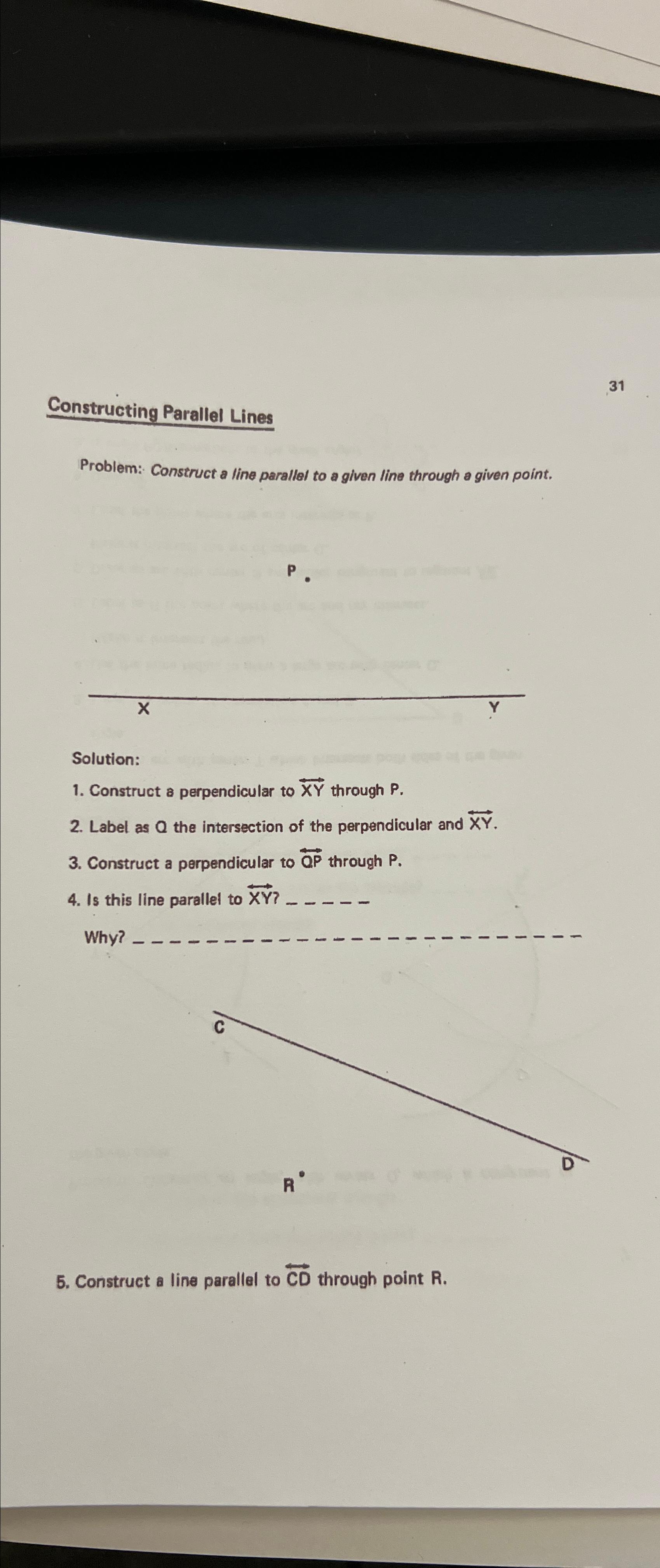 Solved 31 Nconstructing Parallel Lines Nproblem Construct
