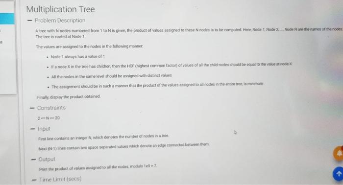 Solved 1 Multiplication Tree - Problem Description A tree | Chegg.com