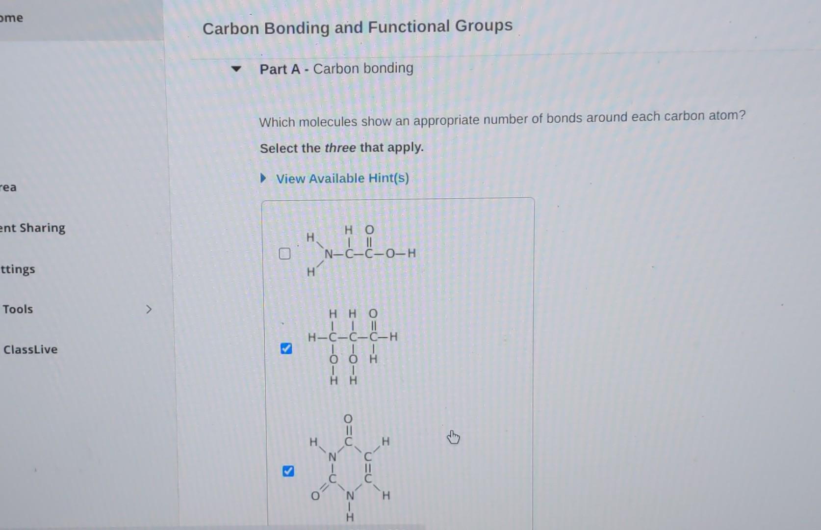 Solved ome Carbon Bonding and Functional Groups Part A - | Chegg.com