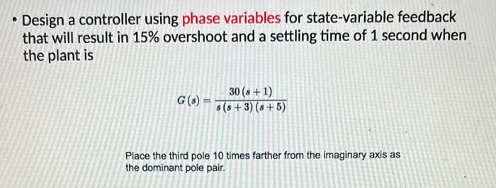 Solved - Design a controller using phase variables for | Chegg.com