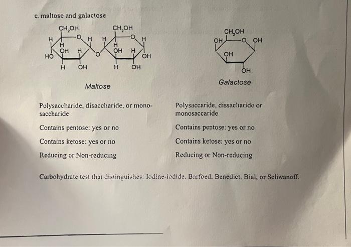 Solved b. sucrose and lactose Lactose Polysaccharide, | Chegg.com