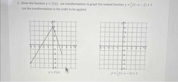 Solved 2 Given The Function Yfx Use Transformations To