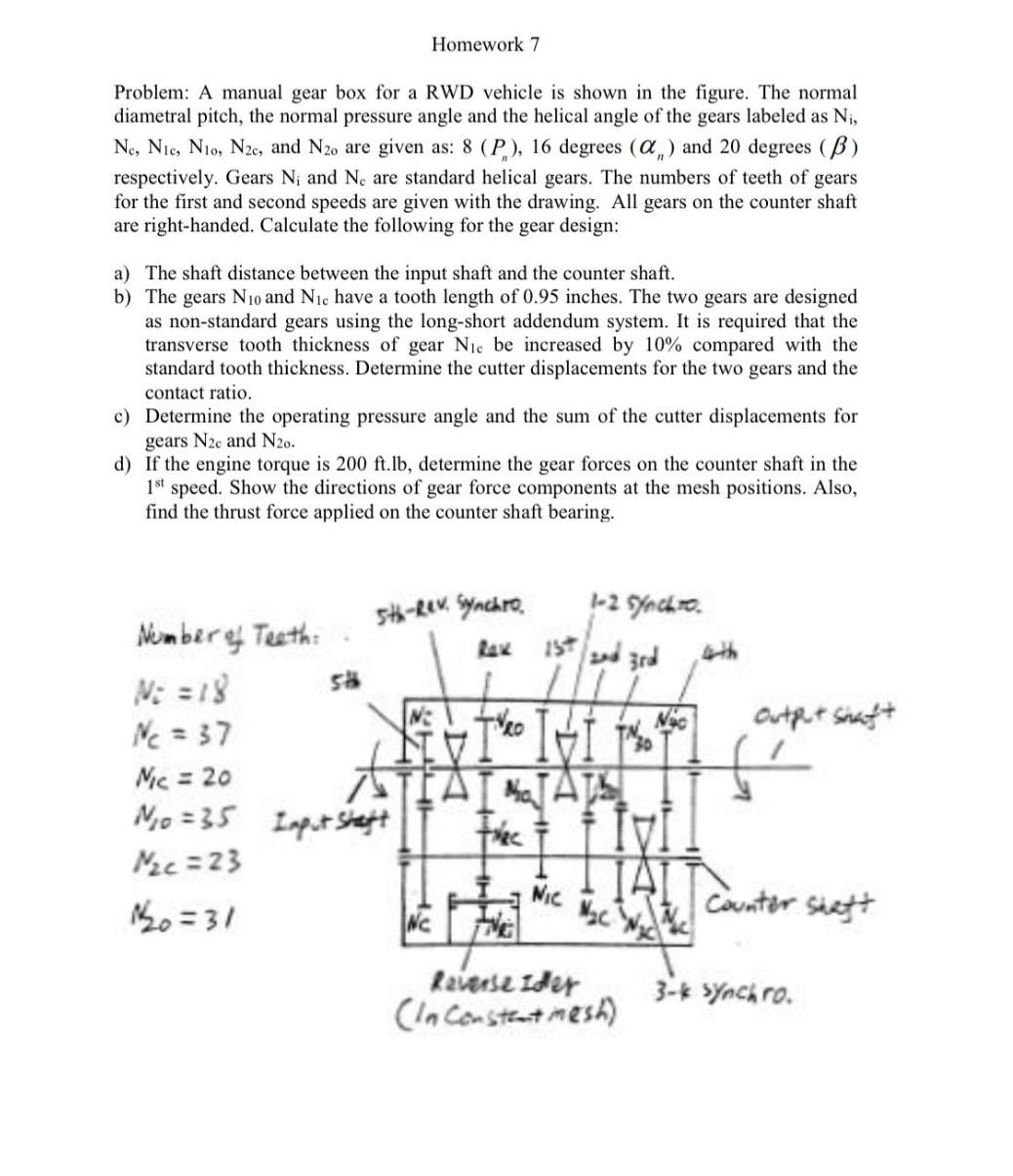 Solved Homework 7 Problem: A manual gear box for a RWD | Chegg.com