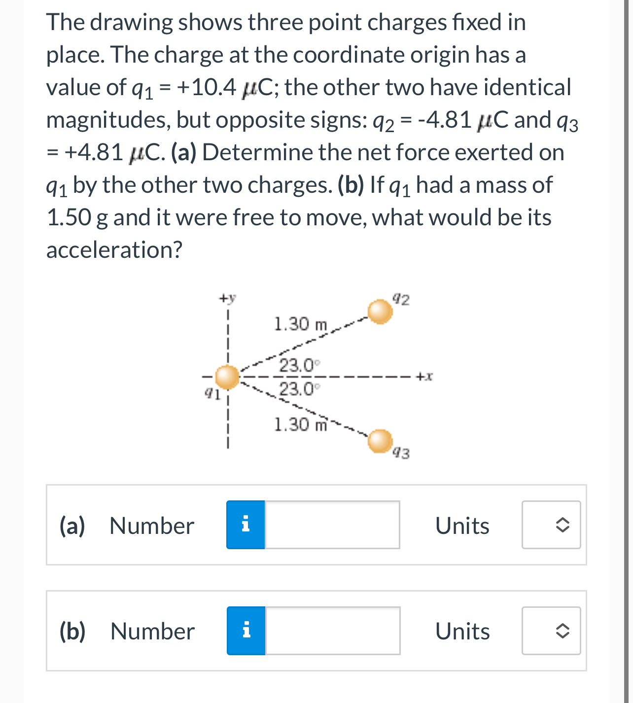 Solved The drawing shows three point charges fixed in place. | Chegg.com