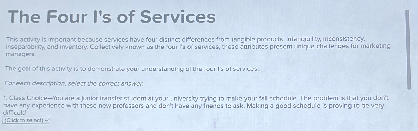 Solved The Four I's of ServicesThis activity is important | Chegg.com