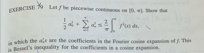 Solved EXERCISE 79 Let f be piecewise continuous on [0,π]. | Chegg.com