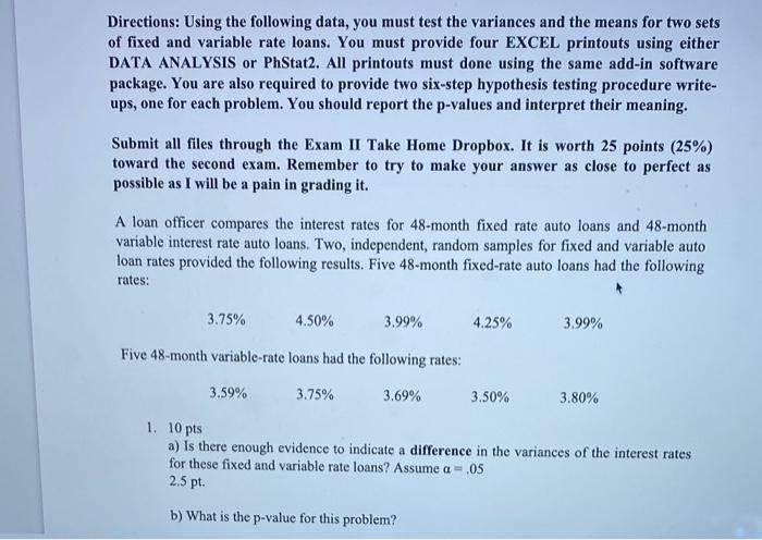 Solved Directions: Using the following data, you must test | Chegg.com