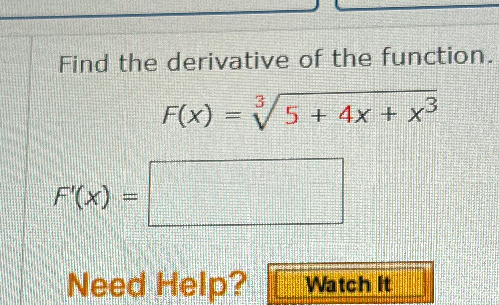 Solved Find the derivative of the | Chegg.com