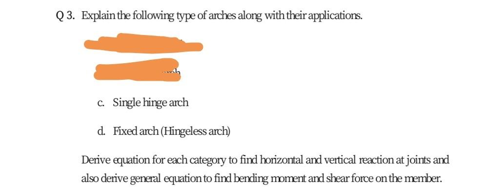 Solved Q3. Explain the following type of arches along with | Chegg.com