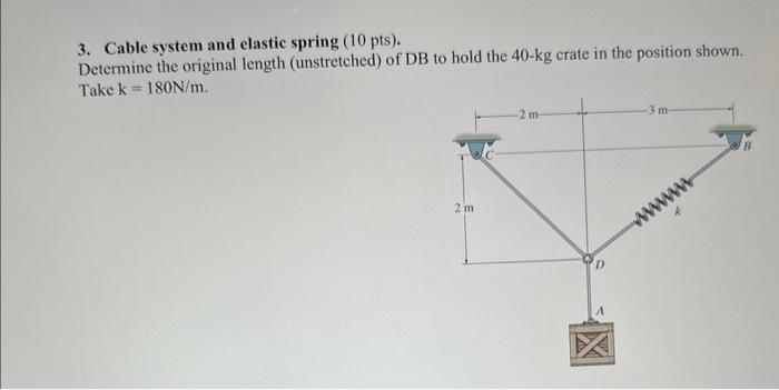 Solved 3. Cable system and elastic spring ( 10 pts). | Chegg.com