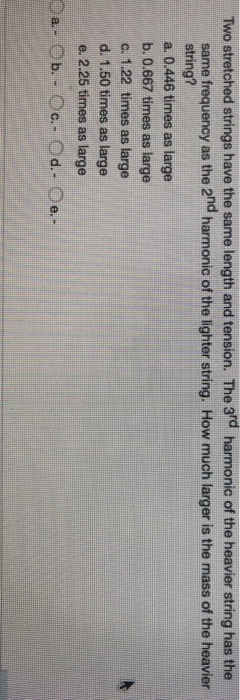 Solved Two stretched strings have the same length and | Chegg.com