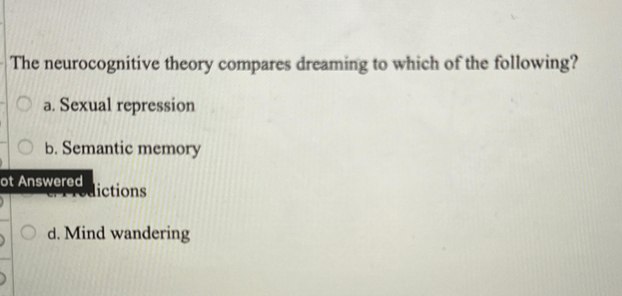 Solved The neurocognitive theory compares dreaming to which | Chegg.com