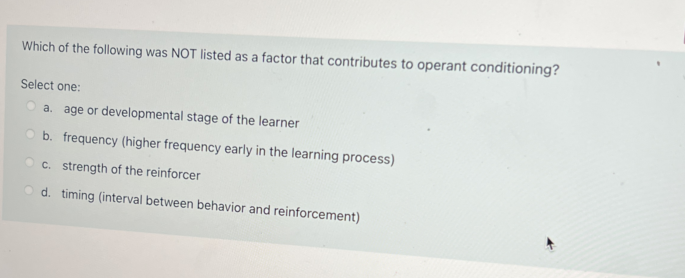Solved Which of the following was NOT listed as a factor | Chegg.com