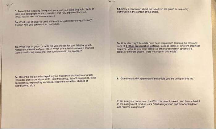 5. Answer the following five questions about your | Chegg.com