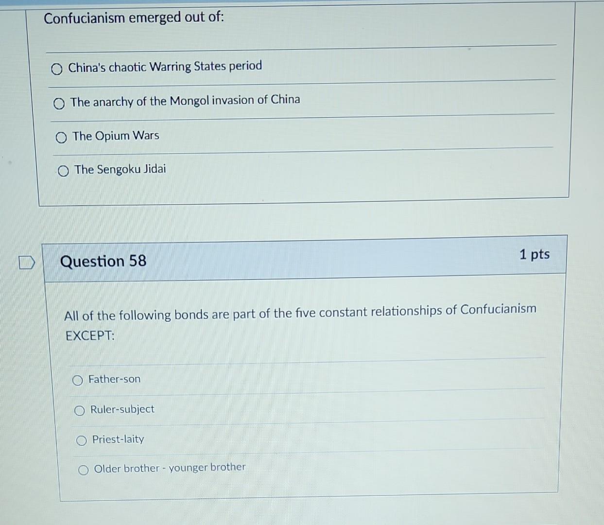 Confucianism emerged out of: China's chaotic Warring | Chegg.com